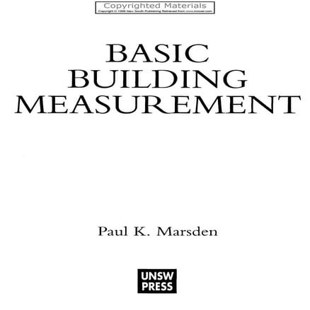 Basic Building Measurement by Paul K Marsden | PDF