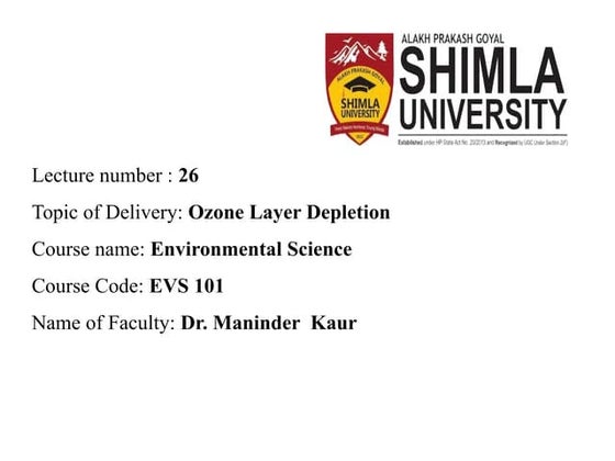 Ozone layer depletion ppt | PPTX | Chemistry | Science