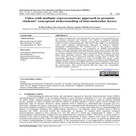 Video with multiple representations approach to promote students’ conceptual understanding of ...