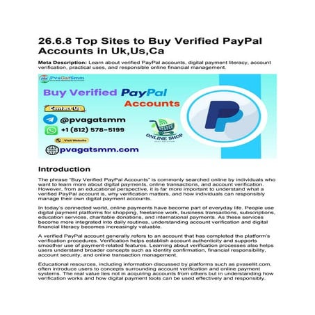 Understanding Verified PayPal Accounts: Benefits, Uses, and Educational ...