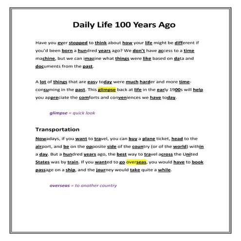 DAILY LIFE l 100 YEARS AGO | PDF | Travel