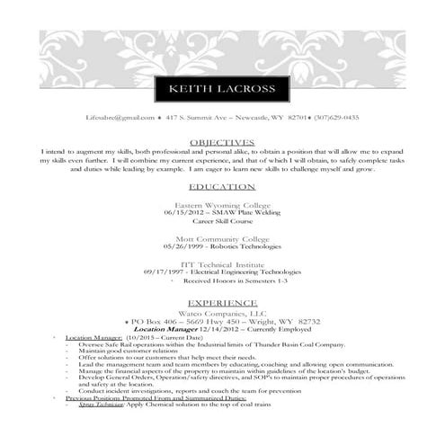 Wallace resume first | PDF