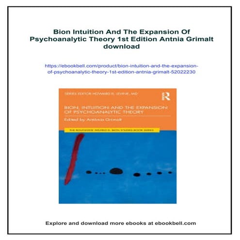 Bion Intuition And The Expansion Of Psychoanalytic Theory 1st Edition ...