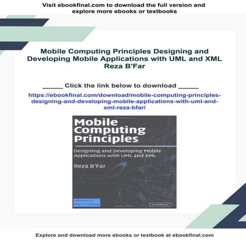 Mobile Computing Principles Designing and Developing Mobile Applications with UML and XML Reza B ...