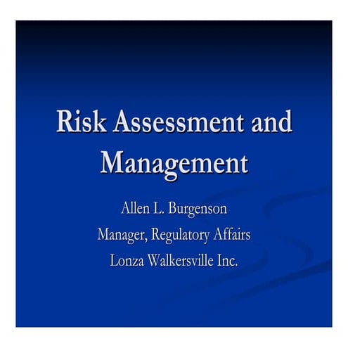 Risk Assessment and Management | PPT