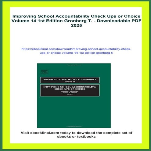 Improving School Accountability Check Ups or Choice Volume 14 1st ...