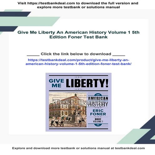 Give Me Liberty An American History Volume 1 5th Edition Foner Test ...