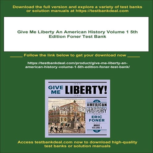 Give Me Liberty An American History Volume 1 5th Edition Foner Test ...