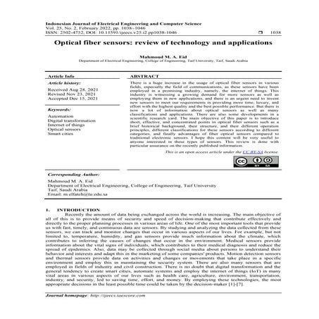 Optical fiber sensors: review of technology and applications | PDF