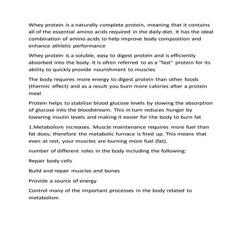 Whey protein is a naturally complete protein | PDF