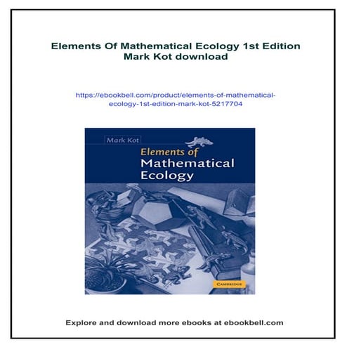 Elements Of Mathematical Ecology 1st Edition Mark Kot | PDF
