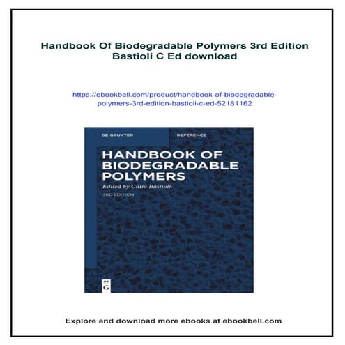 Handbook Of Biodegradable Polymers 3rd Edition Bastioli C Ed | PDF