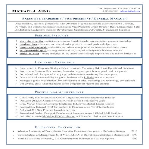 Michael J. Annis Resume - February 2017 | PDF