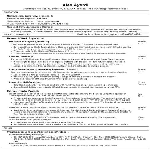 Alex CS Resume | PDF