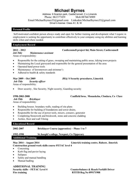 JJ SCHEEPERS CV | PDF | First Aid | Injuries
