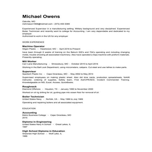 Michael-Owens resume 2016 | PDF