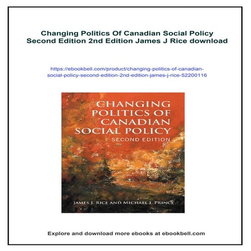 Changing Politics Of Canadian Social Policy Second Edition 2nd Edition ...