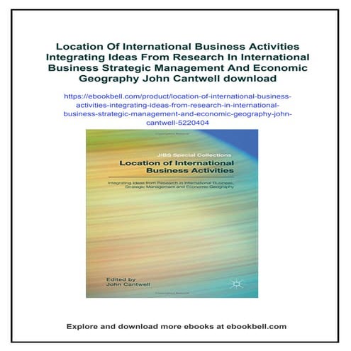Location Of International Business Activities Integrating Ideas From ...