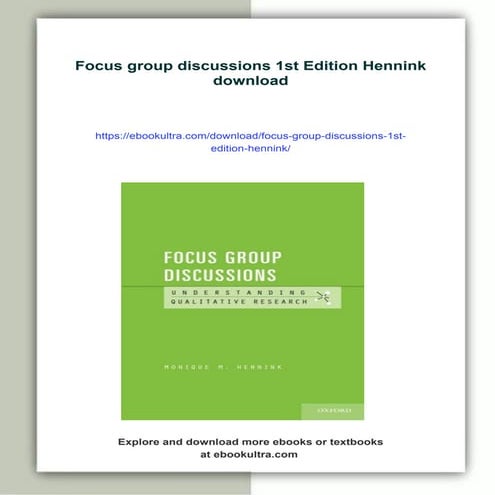 Focus group discussions 1st Edition Hennink | PDF