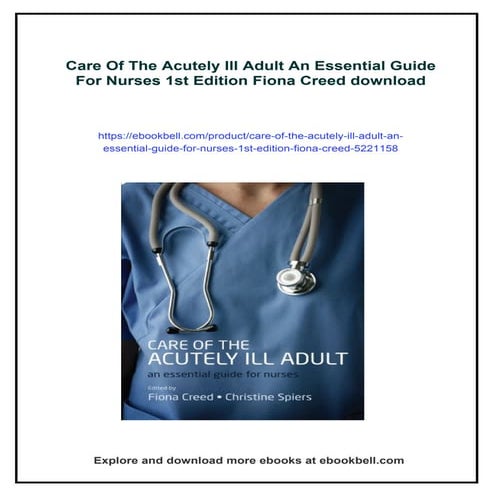 Care Of The Acutely Ill Adult An Essential Guide For Nurses 1st Edition ...
