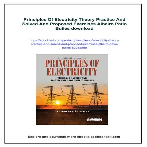 Principles Of Electricity Theory Practice And Solved And Proposed Exercises Albeiro Patio Builes ...