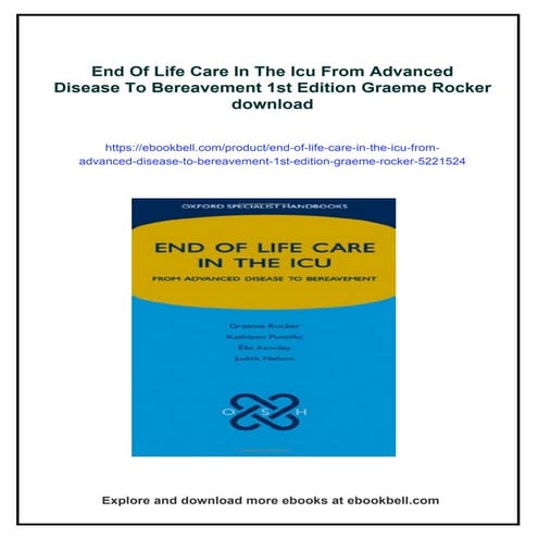 End Of Life Care In The Icu From Advanced Disease To Bereavement 1st ...