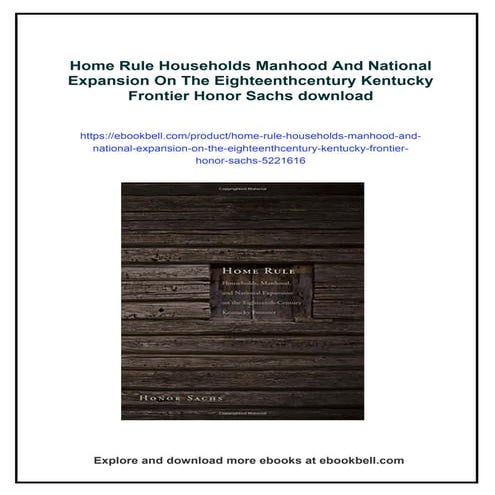 Home Rule Households Manhood And National Expansion On The ...
