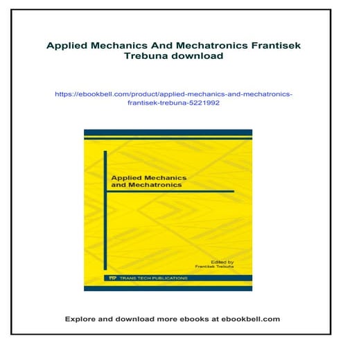 Applied Mechanics And Mechatronics Frantisek Trebuna | PDF
