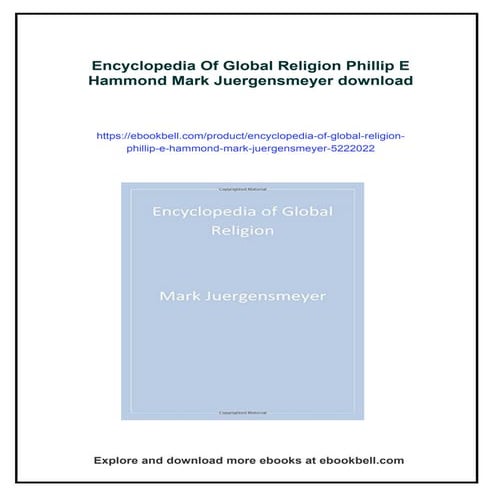 Encyclopedia Of Global Religion Phillip E Hammond Mark Juergensmeyer | PDF