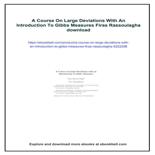 A Course On Large Deviations With An Introduction To Gibbs Measures Firas Rassoulagha | PDF
