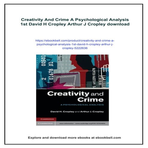 Creativity And Crime A Psychological Analysis 1st David H Cropley Arthur J Cropley | PDF