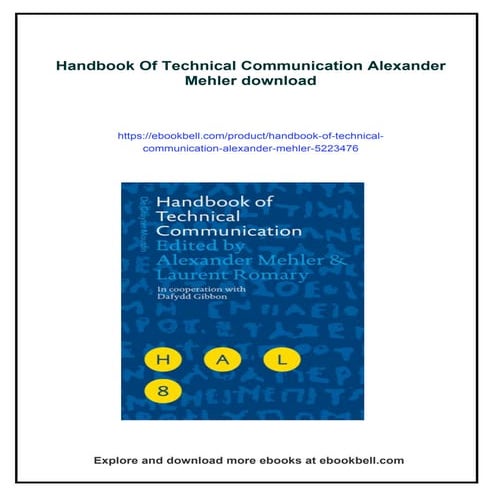 Handbook Of Technical Communication Alexander Mehler | PDF
