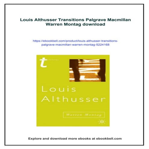 Louis Althusser Transitions Palgrave Macmillan Warren Montag | PDF