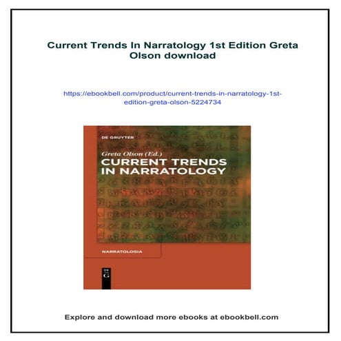 Current Trends In Narratology 1st Edition Greta Olson | PDF