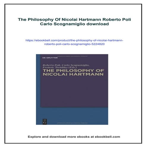 The Philosophy Of Nicolai Hartmann Roberto Poli Carlo Scognamiglio | PDF