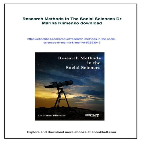 Research Methods In The Social Sciences Dr Marina Klimenko | PDF