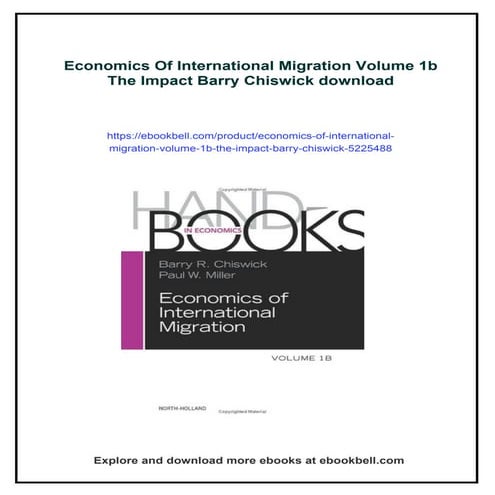 Economics Of International Migration Volume 1b The Impact Barry ...