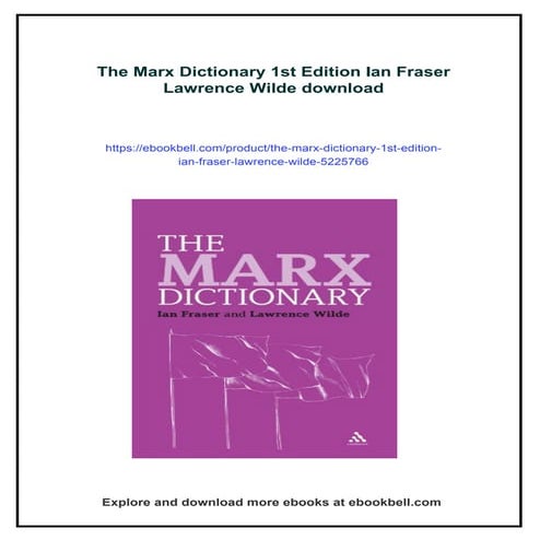 The Marx Dictionary 1st Edition Ian Fraser Lawrence Wilde | PDF