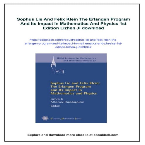 Sophus Lie And Felix Klein The Erlangen Program And Its Impact In ...