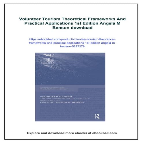 Volunteer Tourism Theoretical Frameworks And Practical Applications 1st ...
