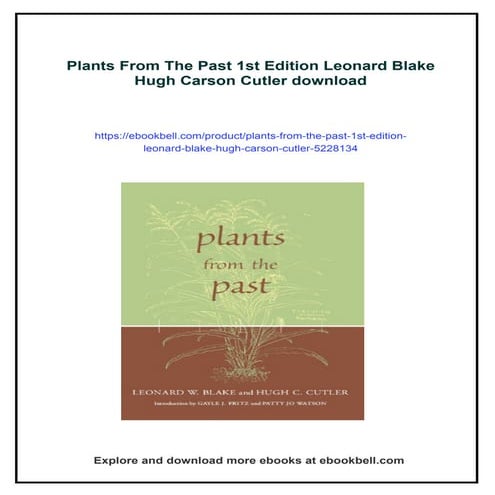 Plants From The Past 1st Edition Leonard Blake Hugh Carson Cutler | PDF