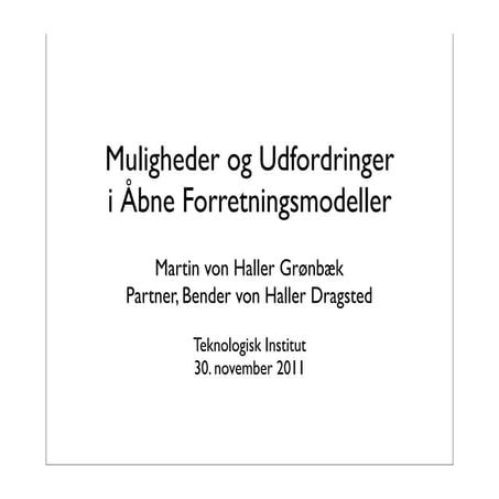 Åbne forretningsmodeller TI (30-11-2011) | PPT