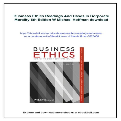 Business Ethics Readings And Cases In Corporate Morality 5th Edition W ...