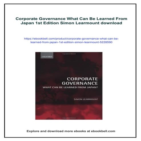 Corporate Governance What Can Be Learned From Japan 1st Edition Simon ...