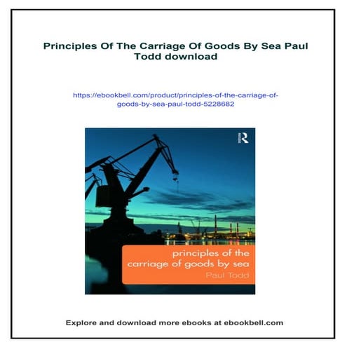 Principles Of The Carriage Of Goods By Sea Paul Todd | PDF