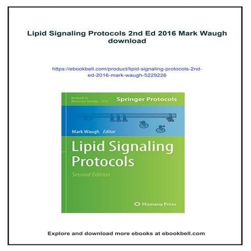 Lipid Signaling Protocols 2nd Ed 2016 Mark Waugh | PDF