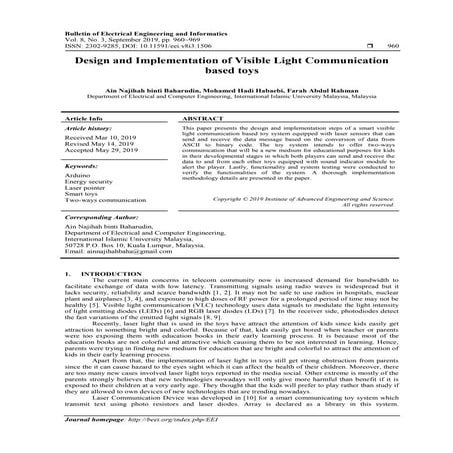 Design and Implementation of Visible Light Communication based toys | PDF