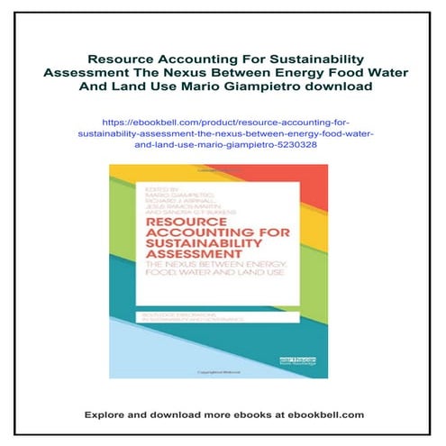 Resource Accounting For Sustainability Assessment The Nexus Between ...