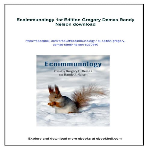 Ecoimmunology 1st Edition Gregory Demas Randy Nelson | PDF