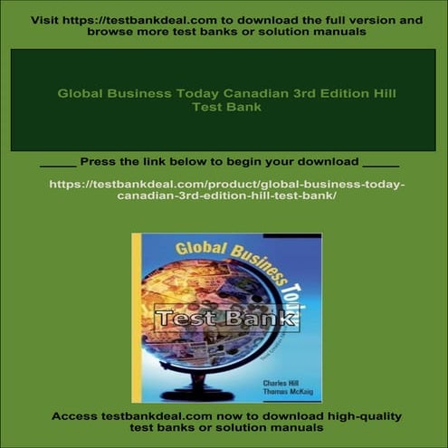 Global Business Today Canadian 3rd Edition Hill Test Bank | PDF